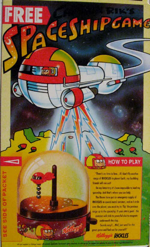 1991 Capt’n Rik Spaceship Game issued with Kelloggs Ricicles