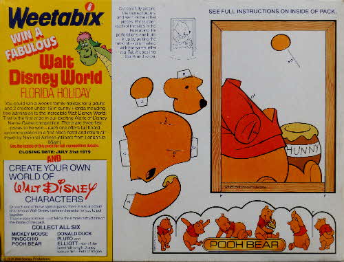 1978 Disney Characters Fun Picture & Competition Weetabix cut out ...